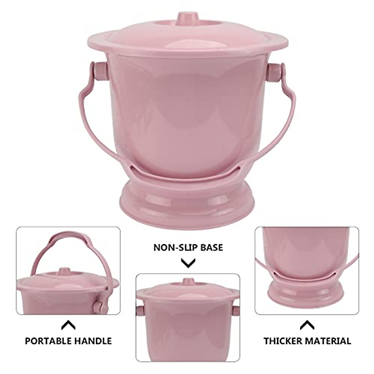 Cabilock Portable Toilet for Kids Portable Toilet Urinal Spittoon Chamber Pot Potty Plastics Bedpan Urine Bucket Bottle with Lid for Household Adults Child Pregnant (Pink) Bedside Commode Bucket
