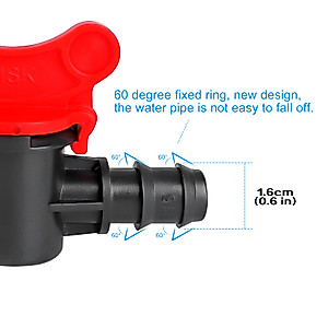Hottche drip irrigation parts Barbed Ball valve 16mm 1/2 inch drip irrigation tubing shut off valve 10pack
