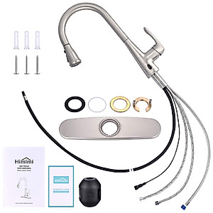 Touchless Kitchen Faucet, Himimi Single Handle Pull Down Sprayer Kitchen Sink Faucet, Dual Sensor Smart Faucet for Kitchen Sink,1 Hole and 3 Hole Deck Stainless Kitchen Faucet, Fingerprint-Resistant