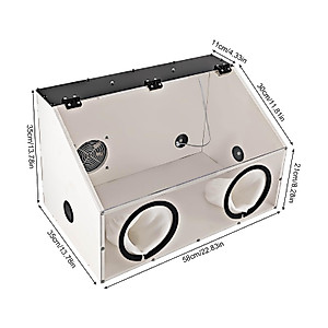 2-Hole Table Polisher Dust Box, Fully Enclosed Electric Grinding Table Polisher Dust Box with LED light, Portable Enclosed Grinding Dust Box with Fan Toolbox for Carving, Cutting, Drilling, Polishing