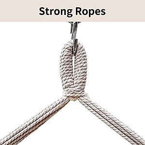 Prime Garden Mesh Hammock Net Chair Swing, Hanging Rope Netted Soft Cotton Hammock Chair Swing Seat Porch Chair for Yard Bedroom Patio Porch Indoor Outdoor, 265 lbs Weight Capacity, Beige