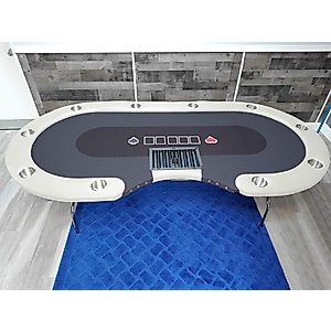 HG Home Game Series * Professional Poker Table, Made in New Jersy USA by Established Gaming Tables Crafts Men (Gray Felt Gray Rail)