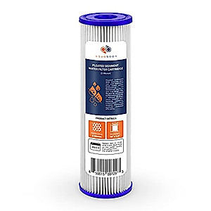 Aquaboon 5 Micron 10" x 2.5" Pleated Sediment Water Filter Cartridge, Universal Replacement for Any 10 inch RO Unit, Compatible with R50, 801-50, WFPFC3002, WB-50W, SPC-25-1050, WHKF-WHPL, 6-Pack