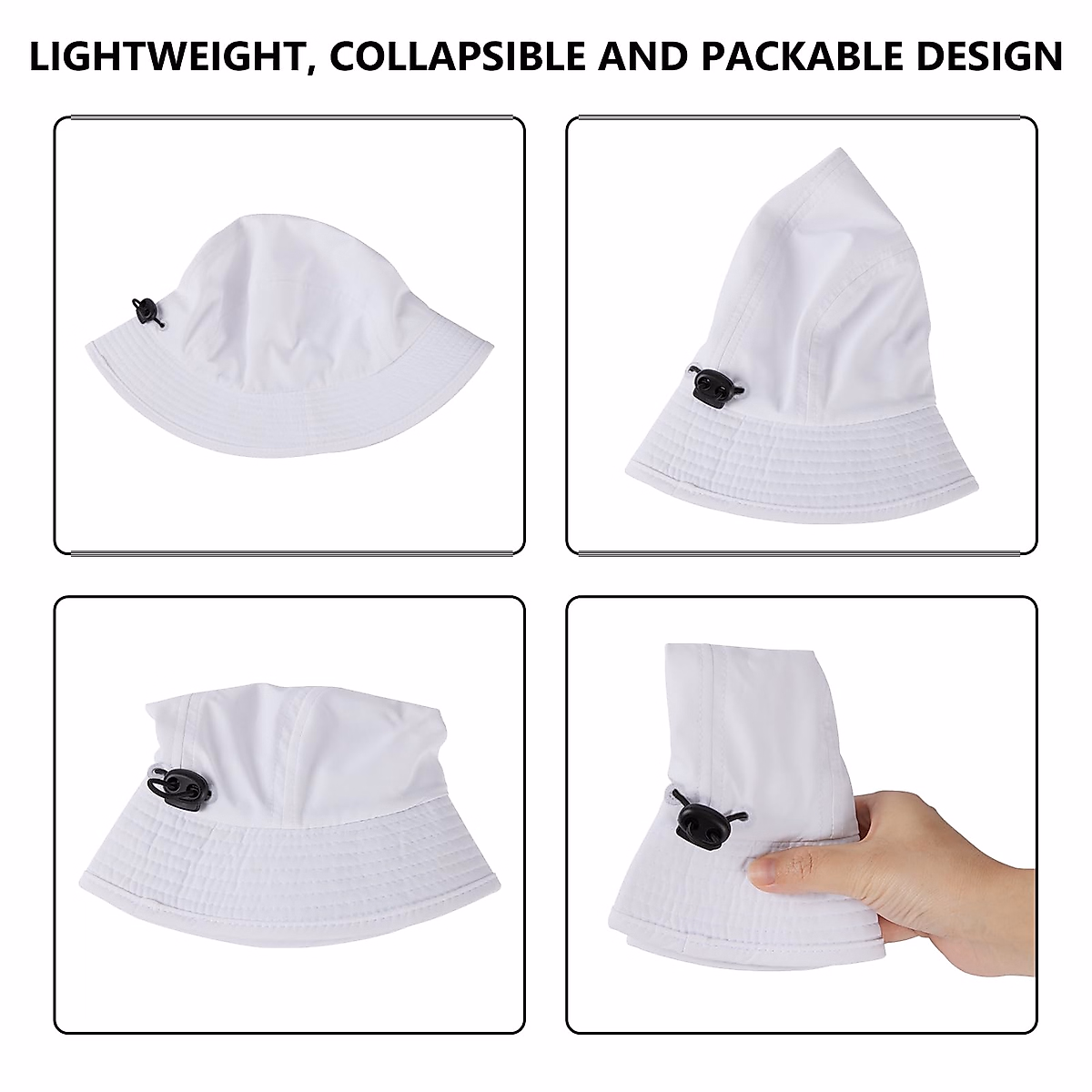 BASSDASH UPF50+ Fishing Bucket Hat for Men Women Lightweight Water Resistant Packable Outdoor Summer Sun Hats FH13 White