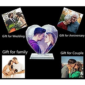 FANF&YKPY Personalized Crystal Custom Color Pictures - Heart-shaped Crystal Photo Frame, Birthdays, Wedding Anniversaries gift for her, Wedding Gifts, for Girlfriends, Husbands,Wife,Friends,Parents
