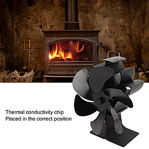 Naroote Stove Eco Fan, 6 Blade 1400rpm Wind Speed High Temperature Resistant Heat Powered Fan for Gas Furnaces