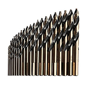 KnKut 21 Piece Mechanics Length Step Point Drill Bit Set 1/16"-3/8" by 64ths