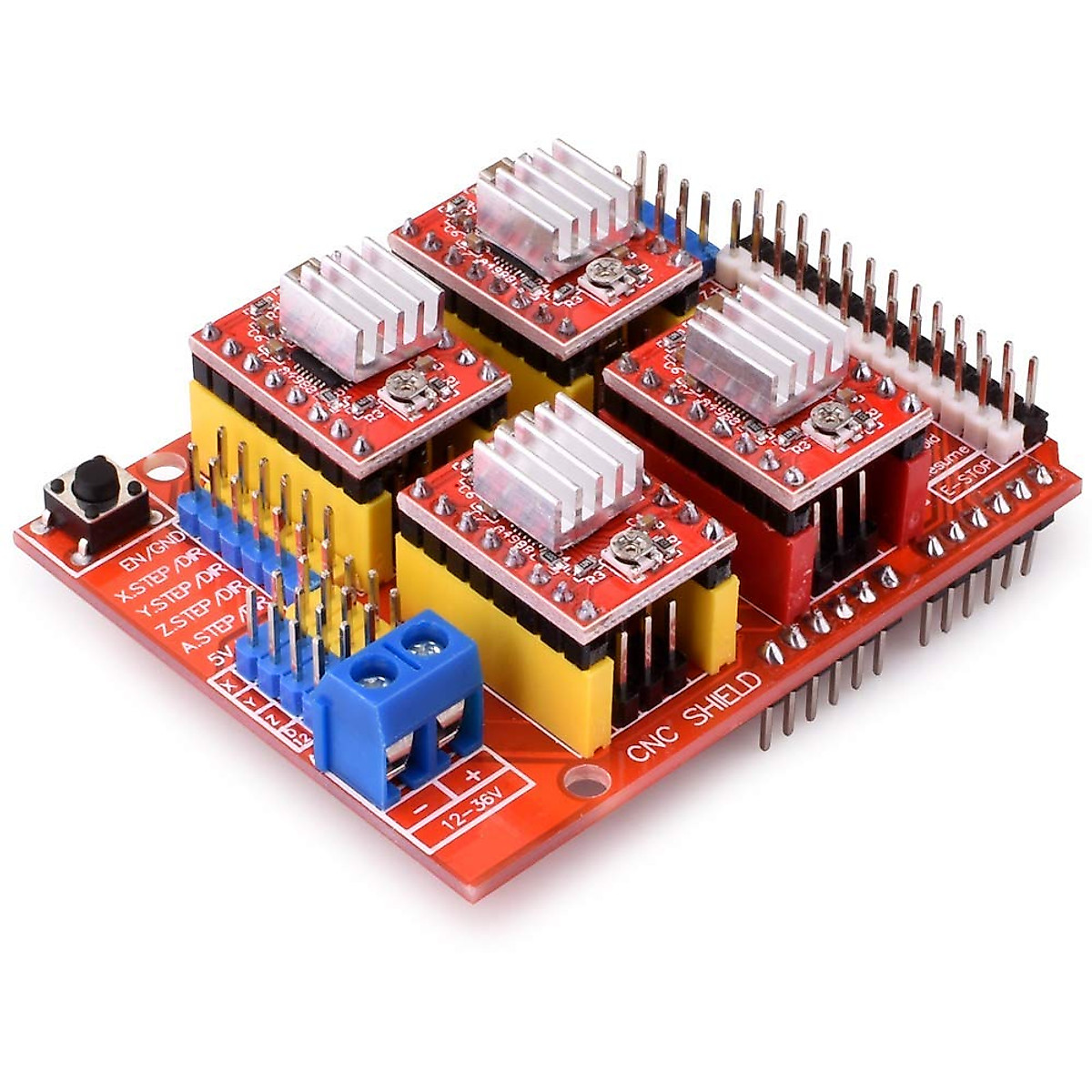 kuman CNC Shield Expansion Board V3.0 +UNO R3 Board + A4988 Stepper Motor Driver with Heatsink for Arduino Kits K75 (CNC Shield+UNO R3+Stepper Motor) (K75-CNC-UK), Red Blue