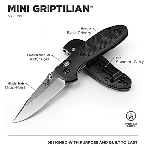 Benchmade - Griptilian 556-S30V EDC Knife with Black Handle (556-S30V)