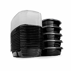Rubbermaid TakeAlongs Food Storage Containers with Divided Base, 3.7 Cup, 20-Pack (40 Pieces Total), Black | Great for Meal Prep, Lunch for Adults & Kids, Bento Box Style | Reusable & Stackable