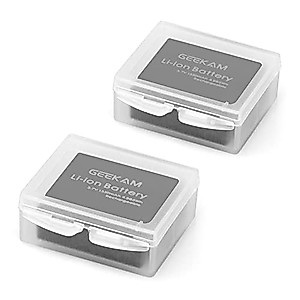 GeeKam Action Camera Battery, 2x1350mAh Rechargeable Battery for Sports Camera, Compatible for AKASO EK7000, WOLFANG GA100/GA200/GA300, Campark, Crosstour, Apeman, Victure, SJ4000