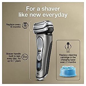 Braun Electric Razor for Men, Series 9 Pro 9465cc Wet & Dry Electric Foil Shaver with ProLift Beard Trimmer, Cleaning & Charging SmartCare Center, Noble Metal