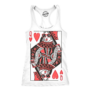 Womens Tank Queen of Hearts Tanktop Funny Vintage Graphic Cute T Shirt Ladies Funny Racerback Tank Novelty Tank Tops for Women White S