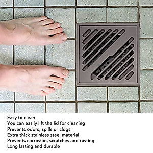 Square Shower Floor Drain, Stainless Steel Improve Water Flow Floor Drain Spills Clogs for Basement for Kitchen