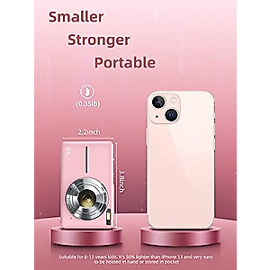 Digital Camera, FHD 1080P Digital Point and Shoot Camera for Kids 44MP Vlogging Camera with Anti Shake 16X Zoom, Compact Kids Camera Small Camera for Boys Girls Teens Students Seniors- Pink