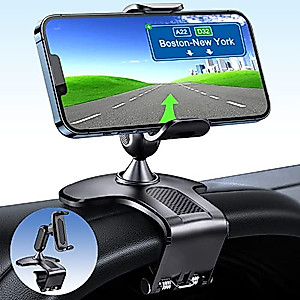 CHDFKKD Car Phone Mount, Cell Phone Holder for Car 360 Degree Rotation Dashboard Car Clip Mount Stand Suitable for 4.7 to 6.5 inch Smartphones (Black)
