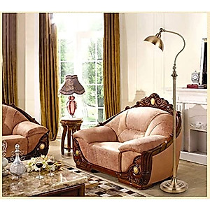 Floor Lamp European Style Floor Lamp Living Room Bedrooms Rustic 12W Led Standing Lamp Minimalist Imitation Copper Reading Floor Light Standard Lamp - Tricolor Light Bulb Reading Light Lampara de Pie