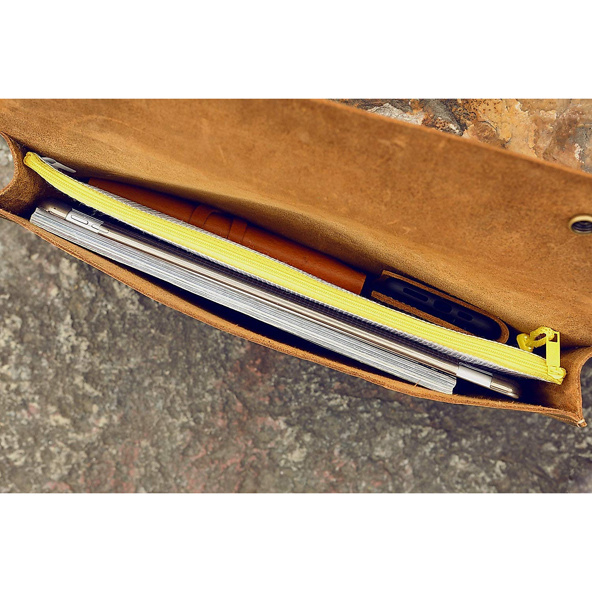 Personalized vintage leather document holder case folder,A4 / letter size leather paper file case organizer portfolio - DH05S