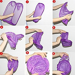 Plus Mi Life 3 Pack Pop Up Folable Laundry Basket Mesh Hamper Washing Clothes Bag Storage Bin