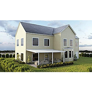 Four Seasons Outdoor Living Solutions Optima Series 22X12ft High-Grade Aluminum Attached Solid Outdoor Patio Cover Awning, 3 Posts, 20 Lb. Snow Load, White