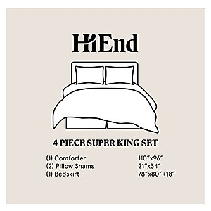 HiEnd Accents Hamilton 4 Piece Comforter Set, Gray Tweed Bed Set, Super King Size, Rustic Cabin Lodge Luxury Bedding Set, 1 Comforter, 1 Bed Skirt, 2 Pillow Shams