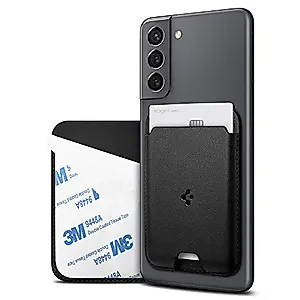 Spigen Valentinus Phone Card Holder for Back of Phone, Stick on Phone Wallet, Credit Card Wallet with 3M Sticker Designed for iPhone, Samsung Galaxy, Android, All Smartphones - Black