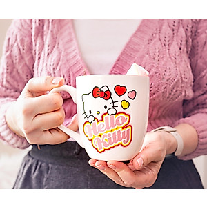 Silver Buffalo Sanrio Hello Kitty Hearts Ceramic Mug | Holds 18 Ounces