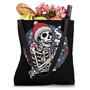 Cool Skeleton Drinking Chocolate Winter December Christmas Tote Bag