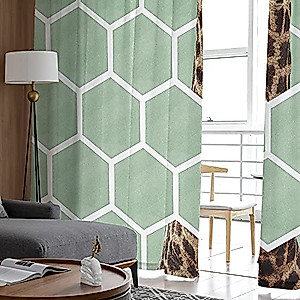 Sheer Curtains 63 Inch Length 2 Panels, High Cold Giraffe Semi Sheer Voile Bedroom Curtains & Drapes, Rod Pocket Window Treatments, Boho Curtains for Living Room Kitchen Backdrop Home Decor, W52xL63