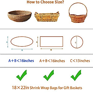 Shrink Wrap bags for Gift Baskets, 36Pcs 18x22 Inches Cellophane Heat Shrink Plastic Wrap Bags for Gift Baskets for Christmas, Valentines Day，Holiday, Easter, Birthday, and Any Occasion