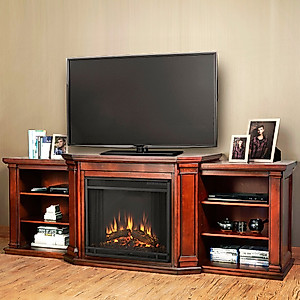 Valmont Media Electric Fireplace in Dark Mahogany by Real Flame