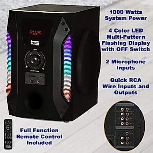 Acoustic Audio AAT1002 Bluetooth Tower 5.1 Home Speaker System with Powered Sub and 2 Extension Cables