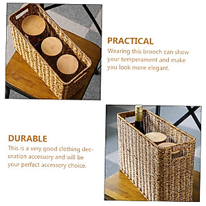 CAXUSD Magazine Newspaper Basket Toy Containers Farmhouse Basket Toilet Paper Baskets Rattan Magazine Holder Shelf Bracket Rustic Book Shelf Baskets Woven Make up Storage Cabinet Plastic