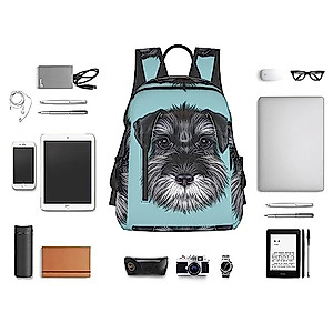 GAGALU Laptop Backpack Schnauzer Blue Printed Lightweight Outdoors Backpack