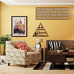 Curawood Triangular Crystal Display Shelf - Wooden Triangle Shelf for Crystals - Crystal Holder for Stones Display - Altar Crystal Wall Decor, Rock Display Shelf - Crystal Shelf Display for Stones