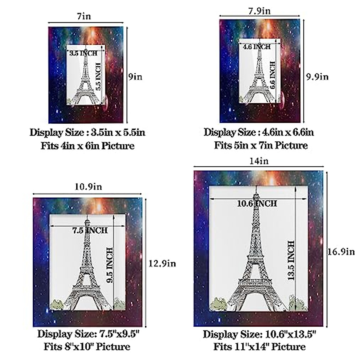 Pardick Galaxy Solar System Planets 11x14 Picture Frame, Outer Space Nebula Wooden Photo Frames for Wall Mounting or Tabletop Living Room Bedroom Home Decor