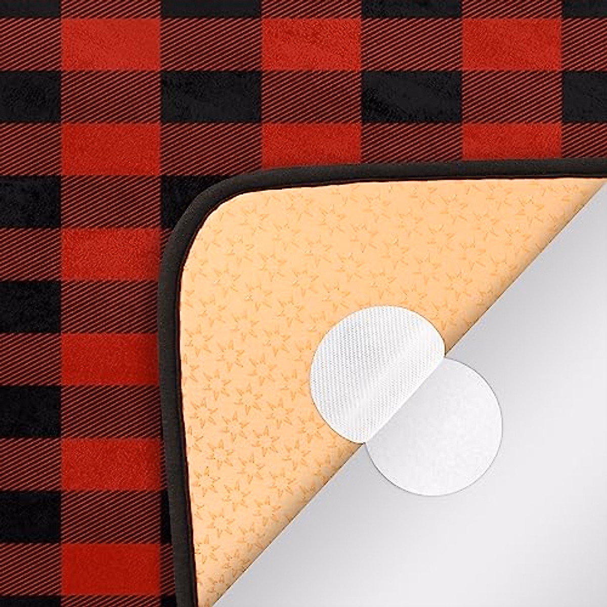 KOBLEN Red Plaid Pattern Kitchen Rugs Non Slip Washable Absorbent Kitchen Mats 20x39 inch Cushioned Anti Fatigue Kitchen Floor Mats for in Front of Sink