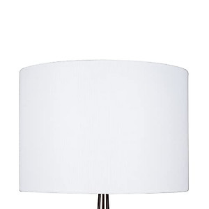 Catalina 23105-000 Modern Fluted Metal Base Table Lamp with White Shade, 19", Brushed Nickel