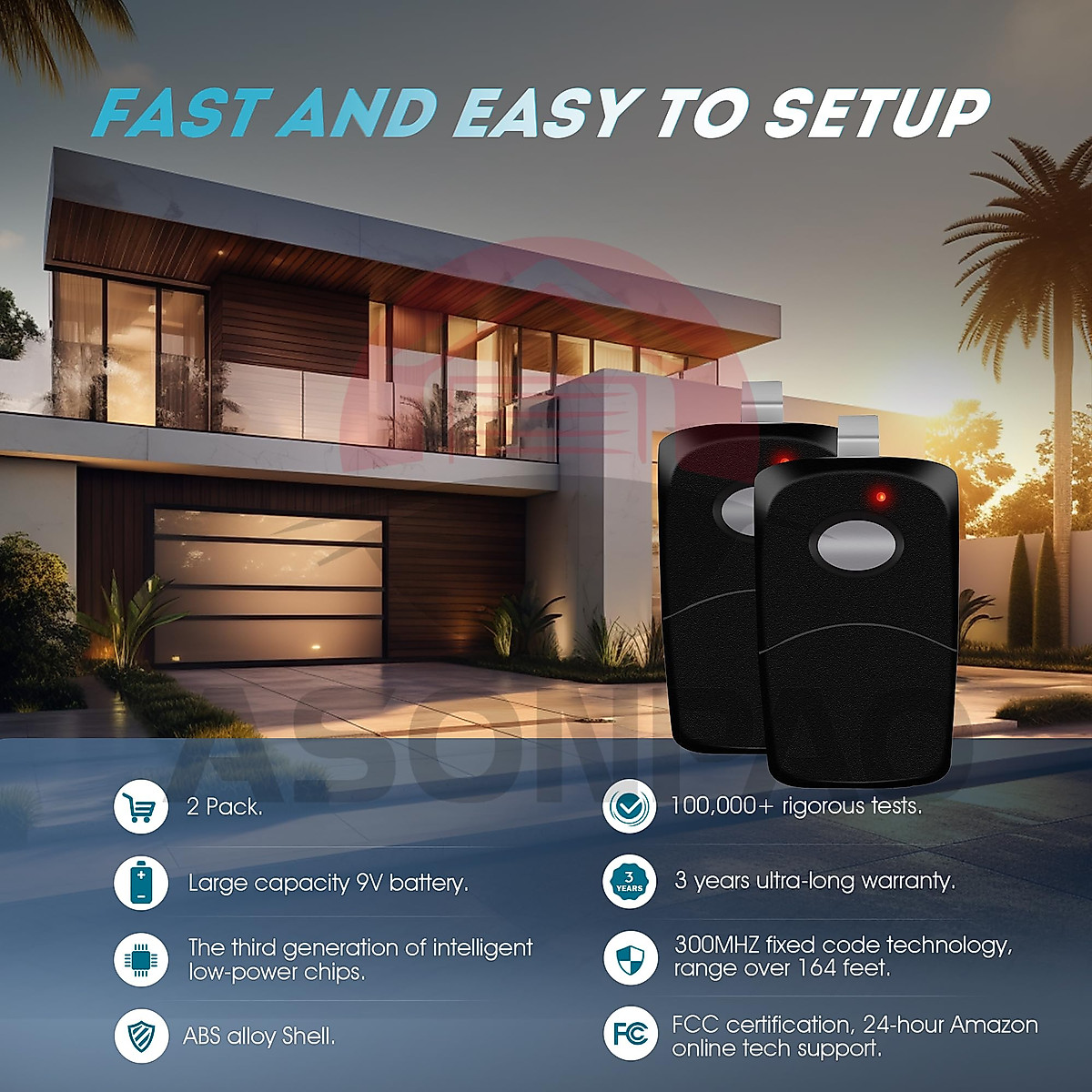 2 for Multicode Gate Opener Remote 3089 308911 MCS308911 Linear Multi-Code Garage Door Opener 3-Year-Warranty 300MHZ 10 Dip Switch
