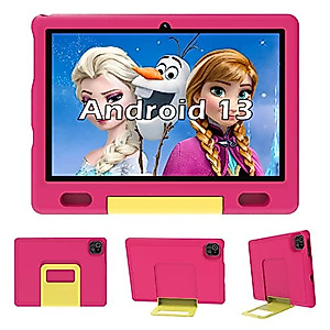 ApoloSign Kids Tablet, 10.1 Inch Android 13 Tablet for Kids, 32GB ROM with 1280 * 800 HD Screen, WiFi, Bluetooth, 5000mAh Battery, Parental Control APP, Educational Games, and Shockproof Case(Pink)
