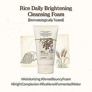 SKINFOOD Rice Daily Cleansing Foam 150ml - Delicate, Fine, and Smooth Cleansing with Fermented White Rice Ingredients - Firming Bubble Facial Foam Cleanser - For Men and Women (5.07 fl. oz.)