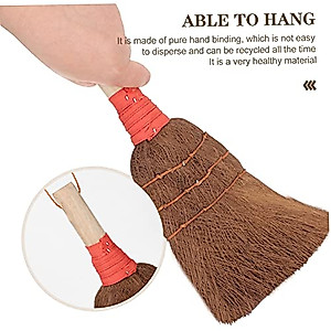 Healeved Small Cleaning Broom Duster Cleaning Brooms Desk Cleaning Broom Cleaning Accessory Household Palm Broom Cleaning Supplies Broom for Home Palm Fiber Broom Garden Hand Fork Brown