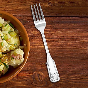 Thunder Group SLSS007 Salad Fork, 7.01", 18/0 Stainless Steel, Mirror-Finish, Sea Shell, Pack of 12