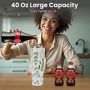 Riley Joy 40 oz 2.0 Stainless Steel Tumbler with Leak-Proof Lid and Straw, Double-Wall Vacuum Insulated Travel Mug for Coffee, Iced Tea, or Water - Ideal for Commutes and Outdoor