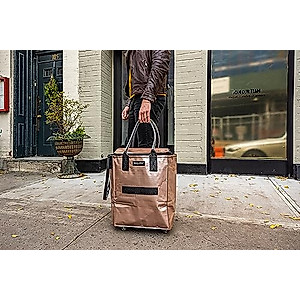 HULKEN - (Medium, Rose Gold) Reusable Grocery Bag On Wheels, Shopping Trolley, Rolling Tote, Zipper Closure, Lightweight, Carries Up to 66 lb, Folds Flat, Unbreakable Handles