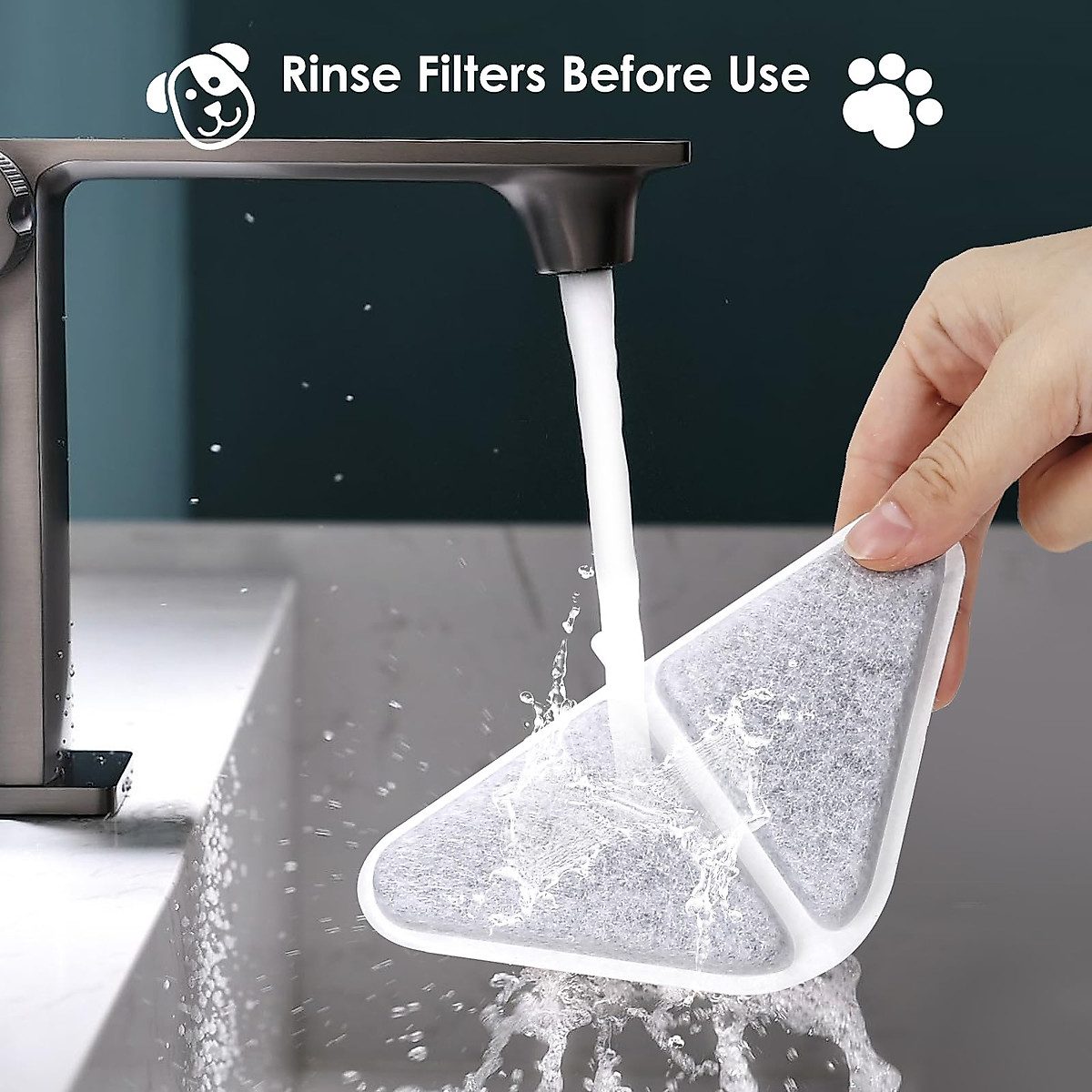 6 Pack Cat Water Fountain Filter Replacement Filter&Sponge&Filter Bag for 230oz/7L Pet Water Fountains