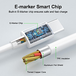 100W USB C to USB C Cable 10FT USB C Charger Cable 2Pack USB C Cord Fast Charging USB Type C Compatible with iPhone 16/15/Samsung/Android/Huawei/Google/Switch/MacBook/iPad and other USB-C port devices