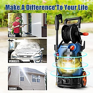 Electric Pressure Washer, 1800W High Power Washer, 2.11GPM Professional Electric Pressure Cleaner Machine with 4 Nozzles Foam Cannon,Best for Homes, Patios, Garden, Blue