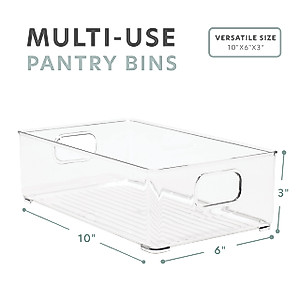 4 Cabinet Organizers and Storage Stackable Acrylic Clear Plastic Storage Bins Pantry Organizer Containers Kitchen Organization Under Sink Bathroom Organizer Drawer Freezer Refrigerator Organizer Bins