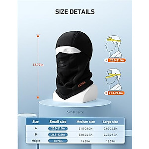 AstroAI Balaclava Ski Mask Winter Fleece Thermal Face Mask Cover for Men Women Warmer Windproof Breathable, Cold Weather Gear for Skiing, Outdoor Work, Riding Motorcycle & Snowboarding, Black-L